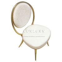 China Luxury Durable Modern Stainless Steel Gold Pad Chairs with Tapered Legs for Outdoor Wedding Banquet Events for sale