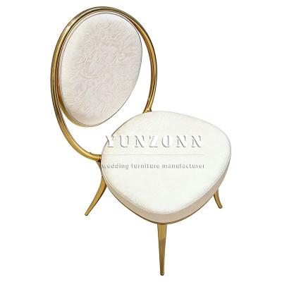 China Luxury Durable Modern Stainless Steel Gold Pad Chairs with Tapered Legs for Outdoor Wedding Banquet Events for sale