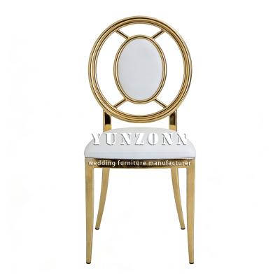 China Luxury Wedding Supplies Durable Stainless Steel Dining Chair in Gold for Outdoor Wedding Events and Banquets for sale