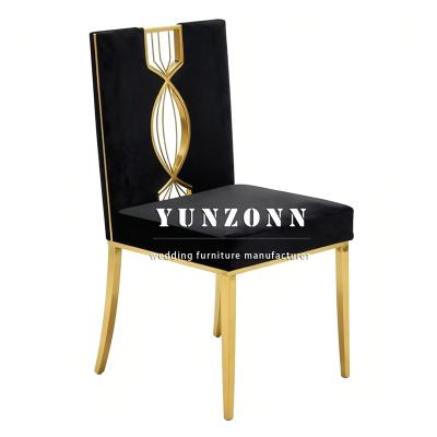 China Wedding Stainless Steel Legs Black Velvet Upholstered Nordic Modern Dining Chair for sale