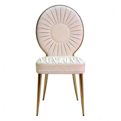 China Wholesale Gold Stainless Steel PU Leather Luxury Wedding Chairs for Reception Events for sale