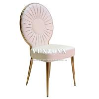 China Wholesale Gold Stainless Steel PU Leather Luxury Wedding Chairs for Reception Events for sale