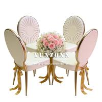 China Wholesale Gold Stainless Steel PU Leather Luxury Wedding Chairs for Reception Events for sale