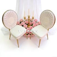 China Wholesale Gold Stainless Steel PU Leather Luxury Wedding Chairs for Reception Events for sale