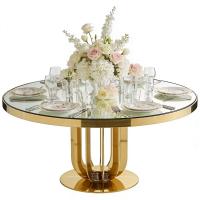 China Stainless Steel Wedding Table Tempered Glass Top for Hotels Restaurants Banquets Dining Events-Durable Hotel Furniture Wholesale for sale