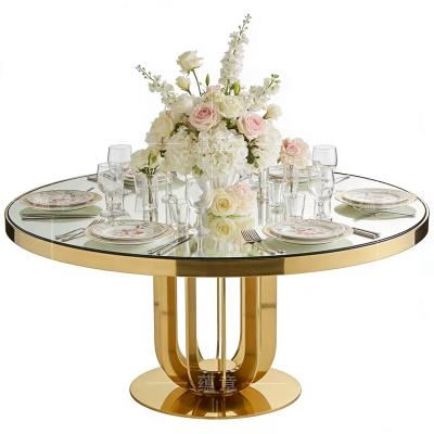 China Stainless Steel Wedding Table Tempered Glass Top for Hotels Restaurants Banquets Dining Events-Durable Hotel Furniture Wholesale for sale