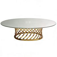 China Good Quality Mirror Glass Top with Stainless Steel Frame Oval Table for Wedding Dining Banquet Party for sale