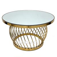 China Factory Price Modern Round Mirror Glass Top Stainless Steel Dining Table for Hotel Wedding Events and Outdoor Use for sale