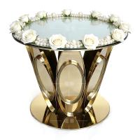 China Wedding Furniture Gold Design Stainless Steel Round Cake Table New Trendy Cake Table Design for sale