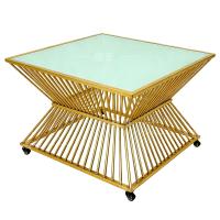 China Top Sale Fashion Design Square Shape Glass Top Stainless Steel Wedding Cake Table for sale