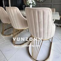 China Modern High Back Dining Chair Gold Stainless Steel Frame Velvet Upholstered Banquet Chairs Hotel Outdoor Living Room Villa for sale