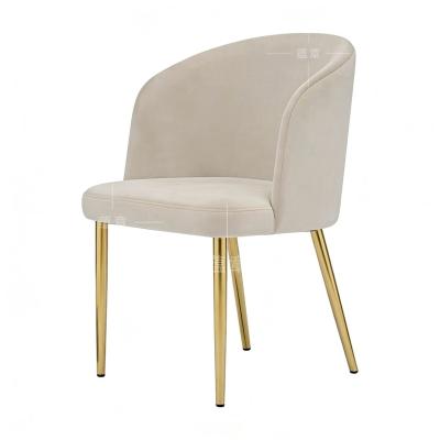 China Modern Elegant Nordic Velvet Dining Chairs Durable Metal Tube Legs Tufted Fabric Upholstered Cushion Commercial Living Room for sale