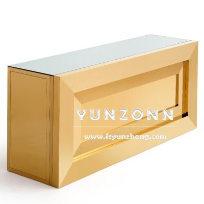 China Contempo Bar Counter Table with Modern Design Stainless Steel Gold Color for Dining Outdoor Hotel Furniture Wedding Party Events for sale