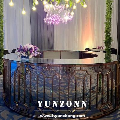 China Wedding Event Pub Gold Stainless Steel Round Table High Portable Home bar Counter Corner bar Lounge Furniture for sale