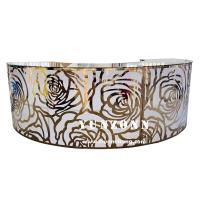 China Club Furniture Round Stainless Steel Frame Gold Rose Pattern Portable bar Table Wedding bar Counter for sale