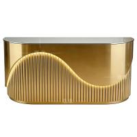 China 2026 New Design Modern Design Gold Stainless Steel Fashionable bar Counter and Reception for sale
