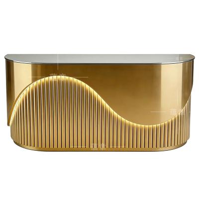 China 2026 New Design Modern Design Gold Stainless Steel Fashionable bar Counter and Reception for sale
