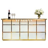 China Modern Hotel Use Commercial Wedding Event Rectangle Stainless Steel Mirror Glass Bar Table Counter for sale