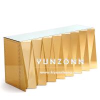 China Gold Stainless Steel Luxury Ridged Bar Foldable Wedding Table for Hotels for sale