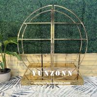 China Luxury Stainless Steel Frame Bar Shelf Champagne Dessert Display Rack Metal Arch Stand for Wedding Banquet for sale