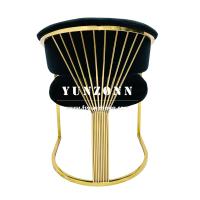 China New Designed Modern Style Upholstered Black Velvet Gold Metal Arm Chair Living Room Accent Dining Chair for Home Hotel for sale