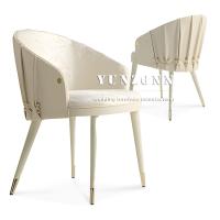 China High End Italian Furniture Famous Designer Dining Room Chairs with Arm Beige Curved Back Dining Chair for sale