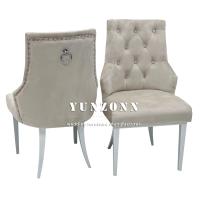 China Dinning Room Chair Metal Leg Velvet Fabric Ring Back Luxury Modern Furniture Dinner Restaurant Stainless Steel Wedding Chair for sale