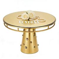 China New Elegant Design Round Table Stainless Steel Base Wedding Table With Crystal for Wedding Hotel Furniture for sale