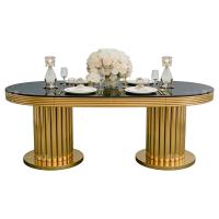 China Modern Stainless Steel Rectangle Dining Table Chair Set for Hotels Weddings Outdoor Banquets & Events Furniture Rental for sale