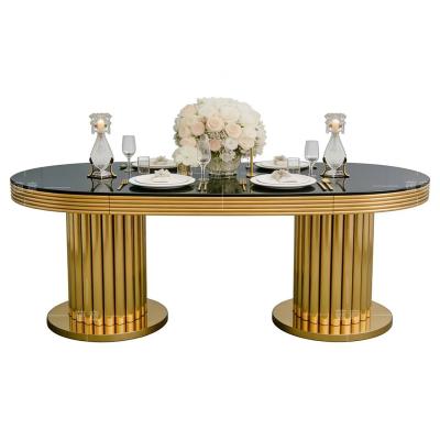 China Modern Stainless Steel Rectangle Dining Table Chair Set for Hotels Weddings Outdoor Banquets & Events Furniture Rental for sale