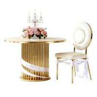 China Modern Luxury Gold Wedding Cake Table Latest Stainless Steel Round Side Table for Indoor/Outdoor Hotel & Wedding Furniture for sale