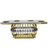 China Modern Gold Stainless Steel Wedding Banquet Dining Table Rectangle Glass Hotel Furniture for Wedding Tables and Rentals for sale