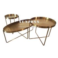 China Golden Finished Metal Iron Oval Shape Decorative Guest Room Coffee Table Side Table End Metal Table for sale
