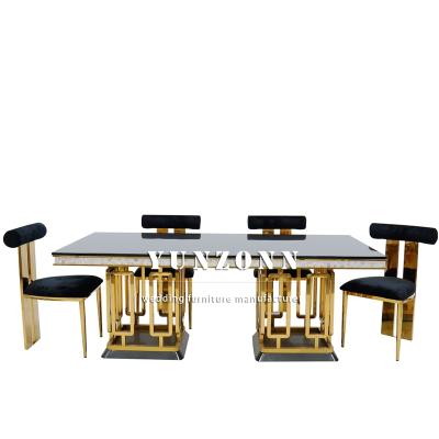 China Luxury Hotel Banquet Hall Wedding Event Table 8 Seater Stainless Steel Dining Tables for Event for sale
