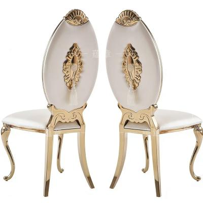 China Furniture Factory Direct Sales of Stainless Steel Gold-plated Classic-style High-back Chairs Suitable for Weddings and Banquets for sale