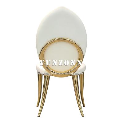 China Modern Rental Furniture PU Leather Gold Round Party Wedding Dining Chair Luxury Hotel Event for sale