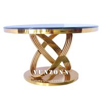 China Wedding Party Supplies Party Table Small Dining Table Circle Stainless Steel Frame Marble Top Wedding Cake Table for sale