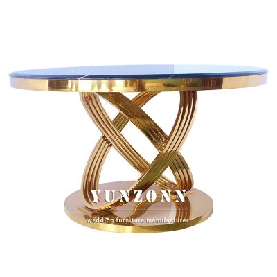 China Wedding Party Supplies Party Table Small Dining Table Circle Stainless Steel Frame Marble Top Wedding Cake Table for sale