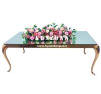 China Modern Rectangular Dining Table With Stainless Steel Frame and Glass Top for Outdoor Events for Weddings Hotels for sale