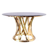 China Classic Modern Round Dining Table with Heavy Base Tempered Glass & Marble for Outdoor Use in Kitchen Living Room Family Hotel for sale