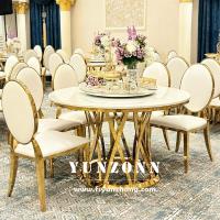 China YUNZONN Furniture Factory Whosale Modern Wedding Events Stainless Steel Hall Dining Table Round Table for sale