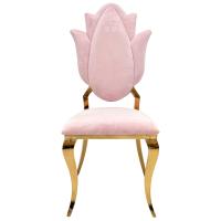 China Hotel Banquet Tulip Flower Back Stackable Pink Velvet Wedding Chairs for Party Event for sale