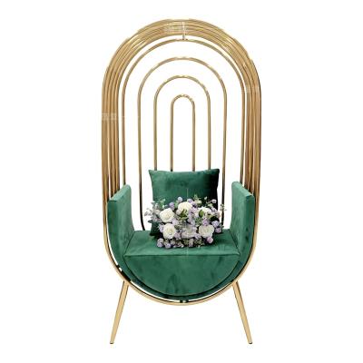 China Cage Shape Gold Stainless Steel Throne King Wedding Gold Bird Cage Chair for Wedding Event Banquet Dinning Hotel for sale