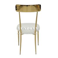 China Contemporary Event Hotel Banquet Furniture White Leather Gold Metal Stackable Wedding Chairs for sale