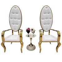 China Luxury Style Hot Sale High Back Stainless Steel Chair With Armrest king Chair for Wedding Used for sale