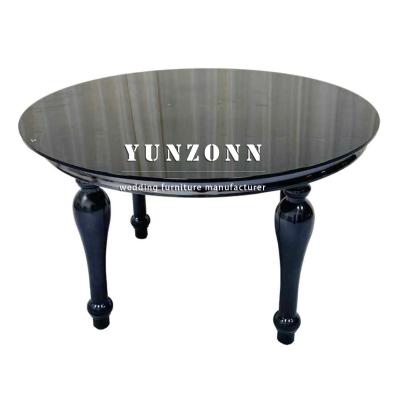 China Fancy Wedding Events Furniture All Black Stainless Steel Circle Hotel Banquet Luxury Dining Tables for sale