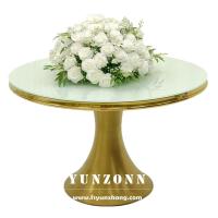 China New Arrival Luxury Design Gold Stainless Steel Wedding Round Dining Table for Event Used for sale