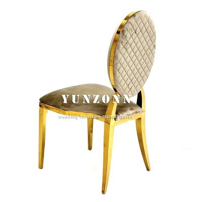 China Factory Wholesale Stainless Steel Restaurant Chair Hotel Wedding Chair Wedding Round Back Home Banquet Chair for sale