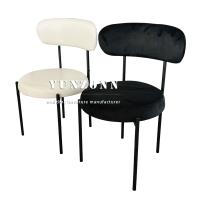 China Modern Luxury Black Metal Frame Velvet Dining Chairs Event Rental Velvet Chair for sale