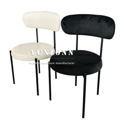 China Modern Luxury Black Metal Frame Velvet Dining Chairs Event Rental Velvet Chair for sale